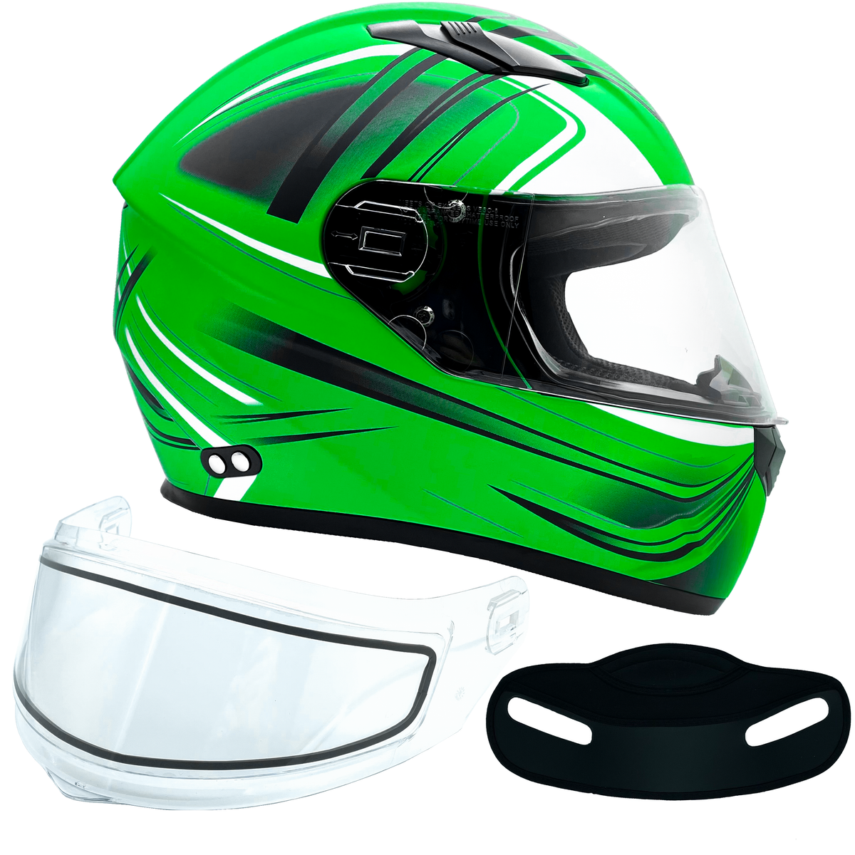 3X 4X Green Adult Snowmobile Helmet from Typhoon Helmets