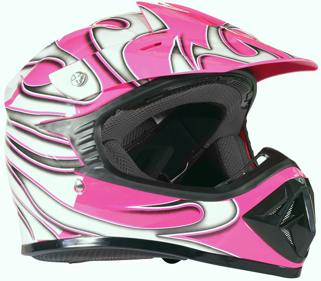 Pink Youth Motocross Helmet w/ Gloves, Goggles & Pee-Wee Chest ...