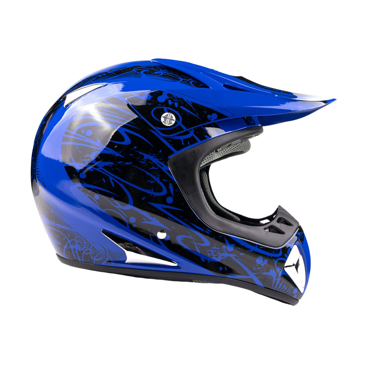 Blue Adult Motocross Helmet w/ Black Gloves & Goggles | Typhoon Helmets