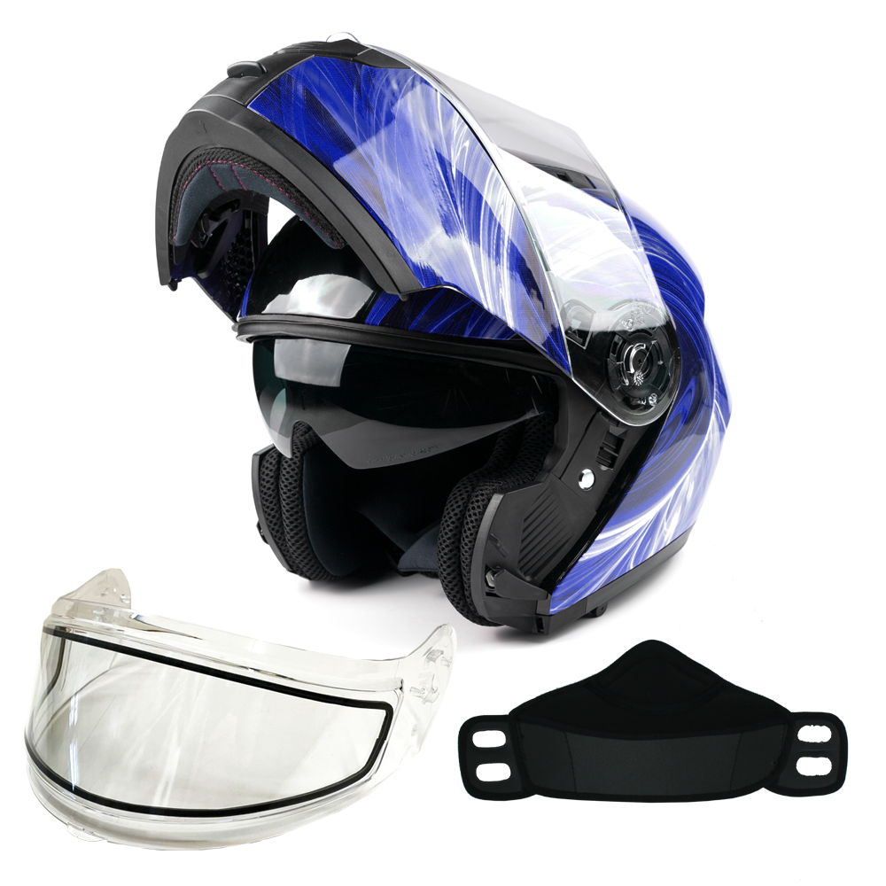 Blue Dual Visor Adult Modular Snowmobile Typhoon Helmet TH158 – Typhoon ...