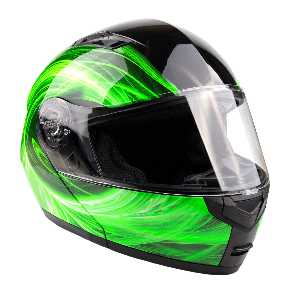 Green Swirl Dual Visor Adult Modular Motorcycle Typhoon Helmet ...