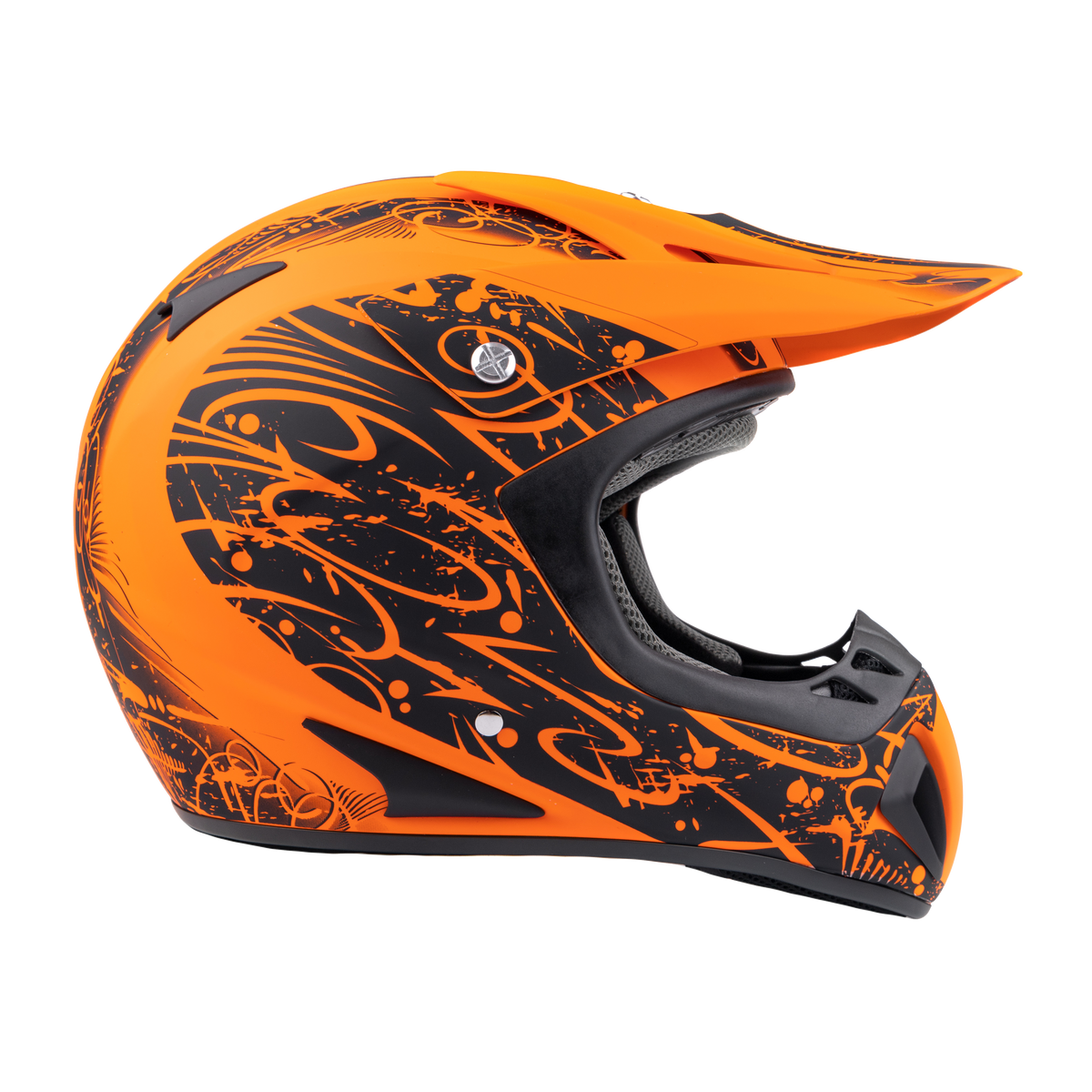 Adult TYPHOON OFFROAD ATV MOTOCROSS Helmet Orange with Orange Goggles ...