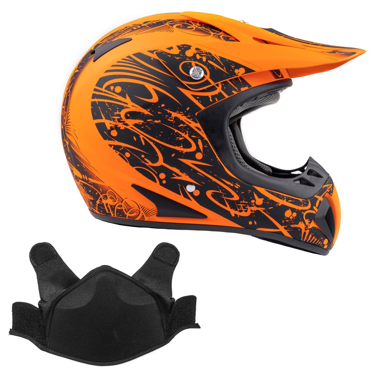 Snocross Snowmobile Adult Orange Helmet from Typhoon Helmets
